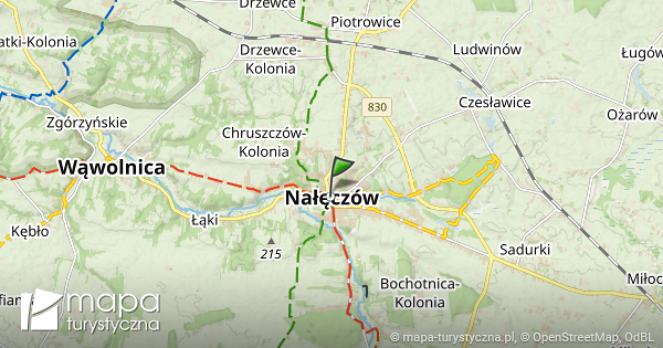 Nałęczów - mapa szlaków turystycznych | mapa-turystyczna.pl