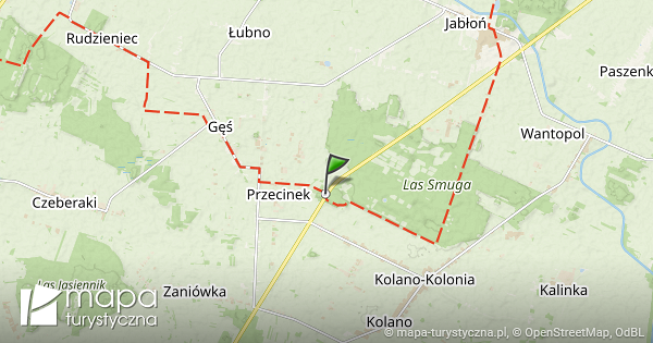 Las Smuga - mapa szlaków turystycznych | mapa-turystyczna.pl
