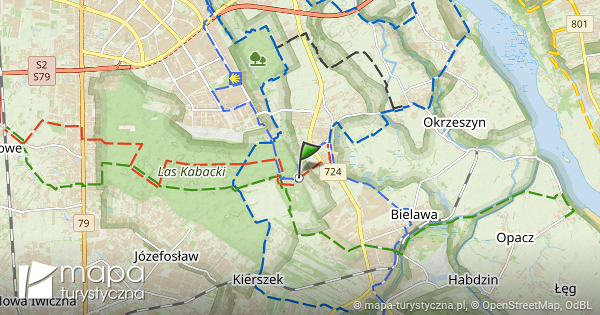 Powsin, ul. Opieńki, pętla autobusowa - mapa szlaków turystycznych ...