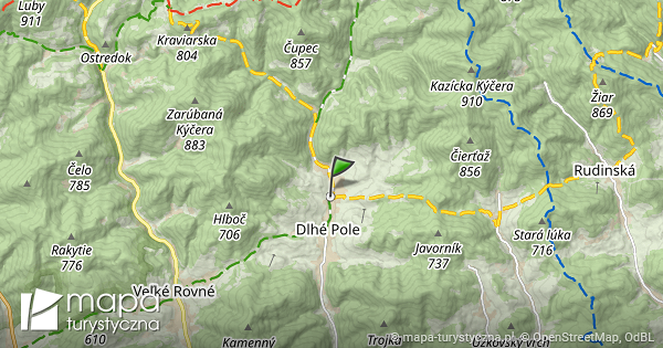 Dlhé Pole - mapa szlaków turystycznych | mapa-turystyczna.pl