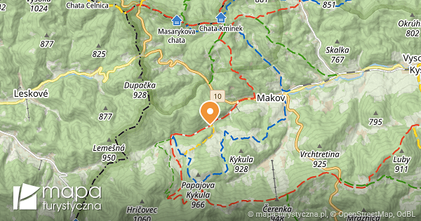 Makov, chata - mapa szlaków turystycznych | mapa-turystyczna.pl
