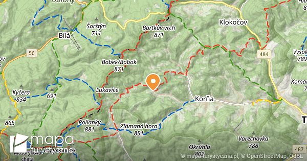 Korňa, Zátoka - mapa szlaków turystycznych | mapa-turystyczna.pl