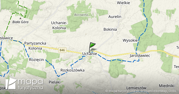 Uchanie - mapa szlaków turystycznych | mapa-turystyczna.pl