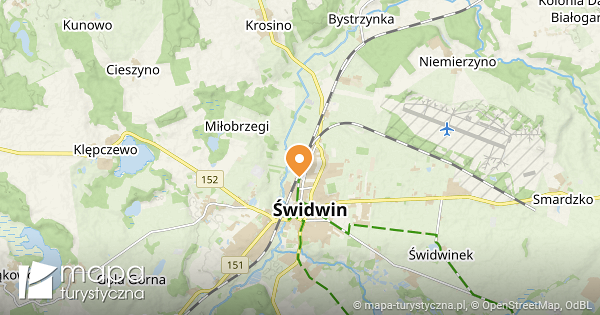 Świdwin - mapa szlaków turystycznych | mapa-turystyczna.pl