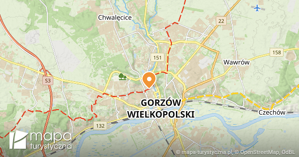 Gorzów Wielkopolski, Plac Grunwaldzki - mapa szlaków turystycznych ...