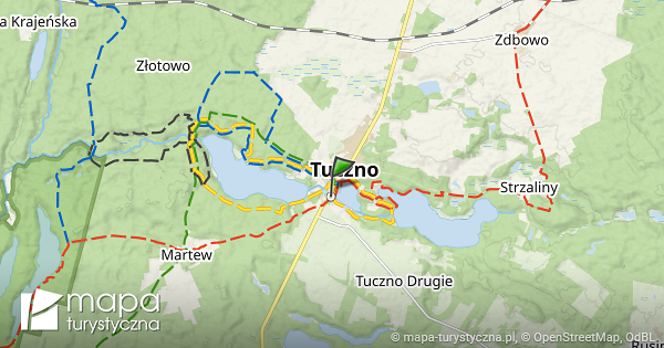 Tuczno, jezioro Zamkowe - mapa szlaków turystycznych | mapa-turystyczna.pl