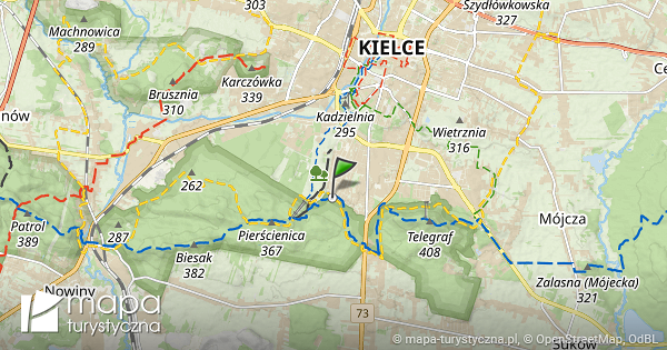 Kielce, ul. Obrzeżna - mapa szlaków turystycznych | mapa-turystyczna.pl