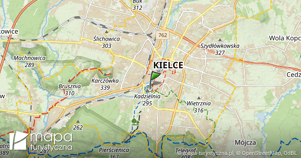 Kielce, Rezerwat Kadzielnia - mapa szlaków turystycznych | mapa ...