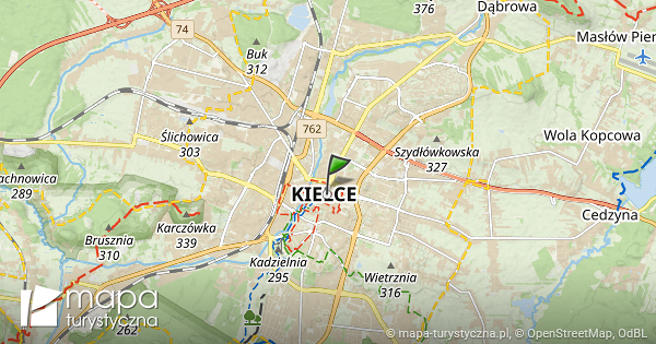 Kielce, Rynek - mapa szlaków turystycznych | mapa-turystyczna.pl