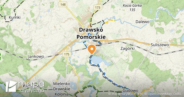 Drawsko Pomorskie, stadion - mapa szlaków turystycznych | mapa ...