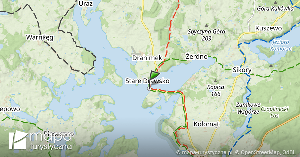 Stare Drawsko, zamek Drahim - mapa szlaków turystycznych | mapa ...