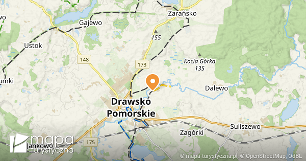 Drawsko Pomorskie, ul. Łąkowa - mapa szlaków turystycznych | mapa ...