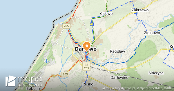 Darłowo, ul. Zamkowa - mapa szlaków turystycznych | mapa-turystyczna.pl