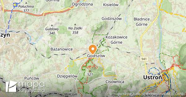 Goleszów, ul. Cieszyńska - mapa szlaków turystycznych | mapa-turystyczna.pl