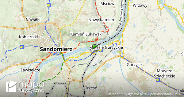 Sandomierz, Powiśle - mapa szlaków turystycznych | mapa-turystyczna.pl