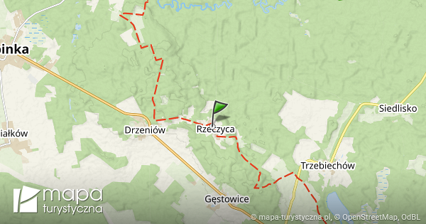Rzeczyca - mapa szlaków turystycznych | mapa-turystyczna.pl