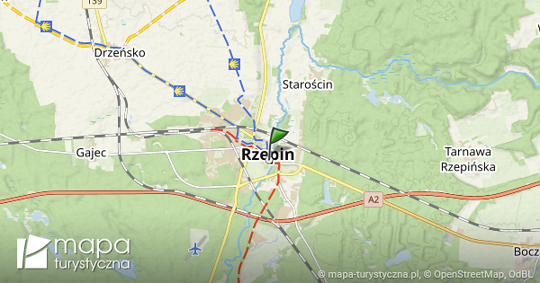 Rzepin, kościół Najświętszego Serca Pana Jezusa - mapa szlaków ...