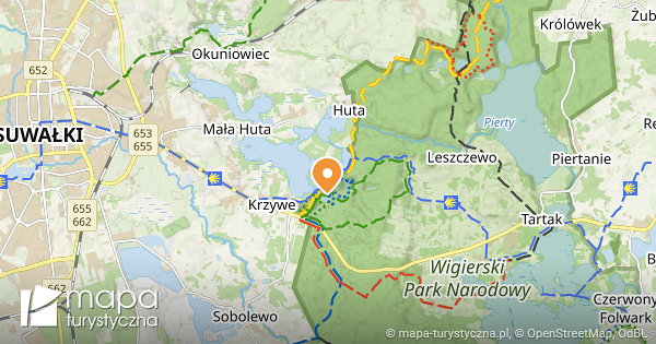 Jezioro Suchar II - mapa szlaków turystycznych | mapa-turystyczna.pl