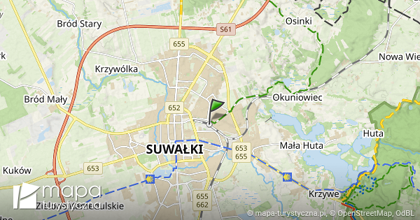 Suwałki, dworzec kolejowy - mapa szlaków turystycznych | mapa ...