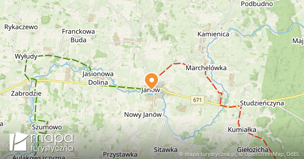 Janów - mapa szlaków turystycznych | mapa-turystyczna.pl