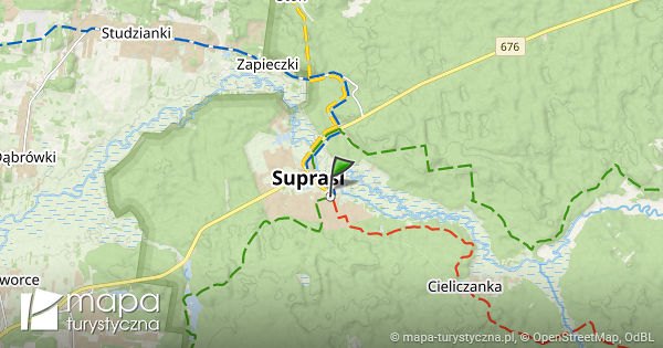 Supraśl - mapa szlaków turystycznych | mapa-turystyczna.pl