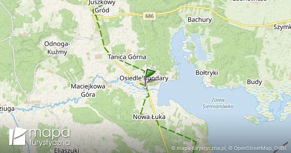 Bondary - mapa szlaków turystycznych | mapa-turystyczna.pl