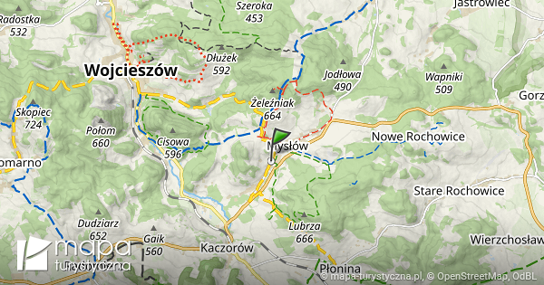 Mysłów, mostek na Mokrzynie - mapa szlaków turystycznych | mapa ...