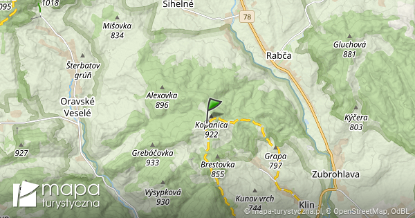 Kopanica, kaplnka - mapa szlaków turystycznych | mapa-turystyczna.pl