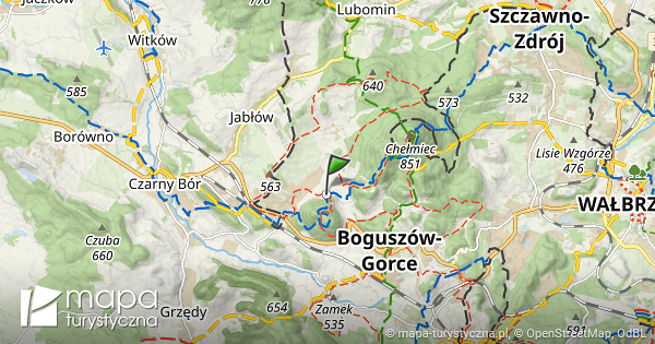 Boguszów-Gorce, ul. Łączna - mapa szlaków turystycznych | mapa ...