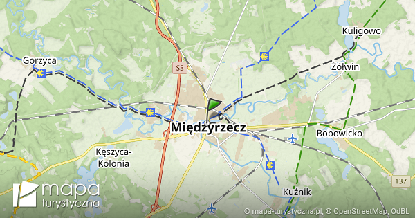 Międzyrzecz, most - mapa szlaków turystycznych | mapa-turystyczna.pl