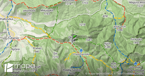 Pučatina poľana - mapa szlaków turystycznych | mapa-turystyczna.pl