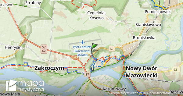 Modlin, droga na lotnisko - mapa szlaków turystycznych | mapa ...