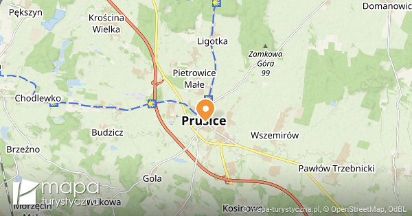 Prusice - mapa szlaków turystycznych | mapa-turystyczna.pl