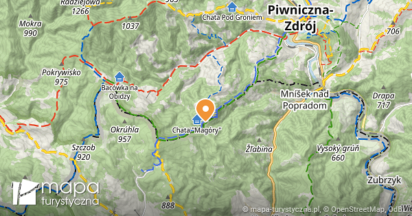 Magóry - mapa szlaków turystycznych | mapa-turystyczna.pl