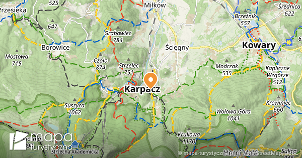 Karpacz, ul. Mikołaja Kopernika - mapa szlaków turystycznych | mapa ...