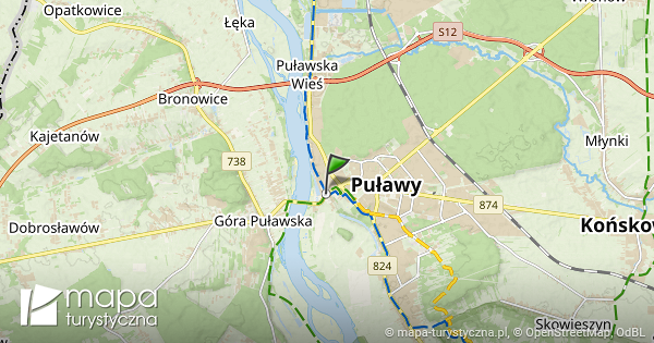 Puławy, ul. 6 Sierpnia - mapa szlaków turystycznych | mapa-turystyczna.pl