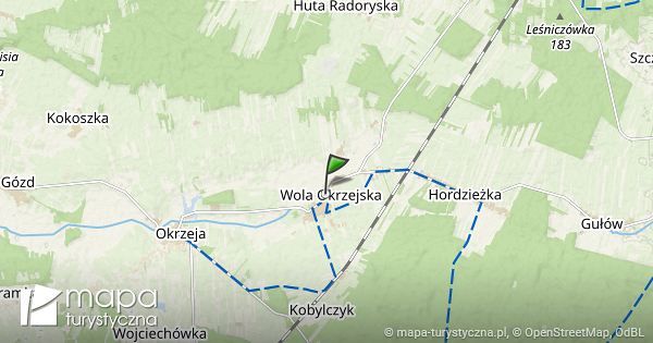 Wola Okrzejska - mapa szlaków turystycznych | mapa-turystyczna.pl