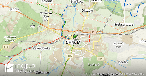 Chełm, zabytkowa kopalnia kredy - mapa szlaków turystycznych | mapa ...