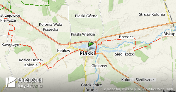 Piaski - mapa szlaków turystycznych | mapa-turystyczna.pl