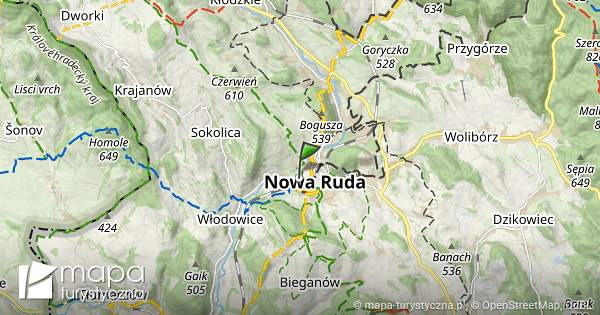 Nowa Ruda - mapa szlaków turystycznych | mapa-turystyczna.pl