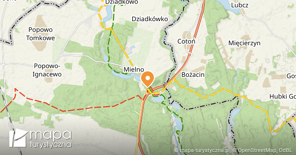 Mielno, węzeł drogowy - mapa szlaków turystycznych | mapa-turystyczna.pl
