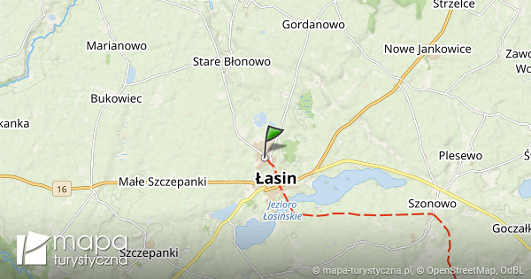 Łasin, przystanek autobusowy - mapa szlaków turystycznych | mapa ...