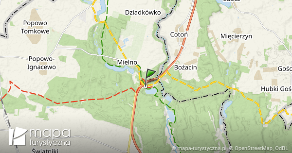 Mielno, węzeł drogowy - mapa szlaków turystycznych | mapa-turystyczna.pl