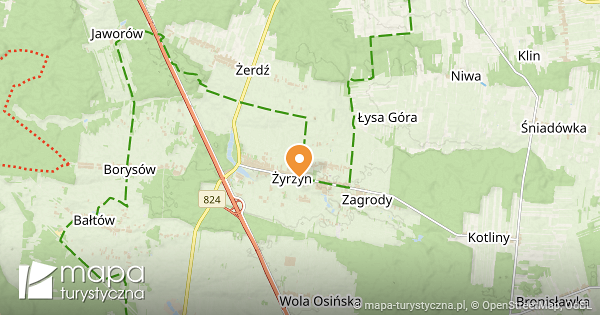 Żyrzyn - mapa szlaków turystycznych | mapa-turystyczna.pl