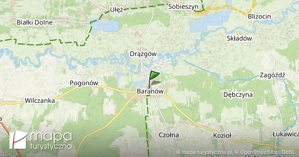 Baranów - mapa szlaków turystycznych | mapa-turystyczna.pl