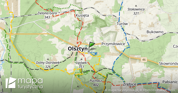 Punkt widokowy Sokole Góry - mapa szlaków turystycznych | mapa ...