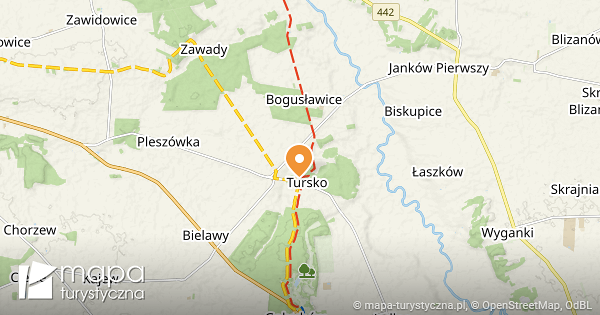 Tursko - mapa szlaków turystycznych | mapa-turystyczna.pl