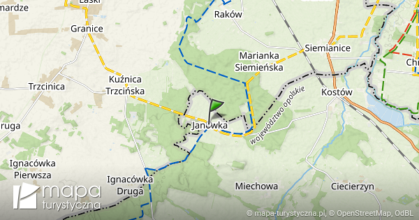 Janówka - mapa szlaków turystycznych | mapa-turystyczna.pl