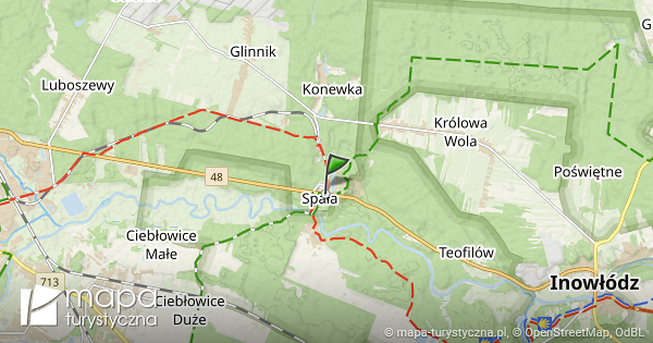 Spała - mapa szlaków turystycznych | mapa-turystyczna.pl