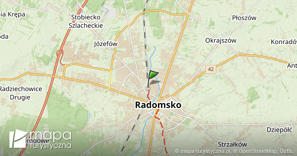 Radomsko, dworzec kolejowy - mapa szlaków turystycznych | mapa ...